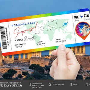 Rainbow Editable Boarding Pass Template, Printable Personalized Airline ...