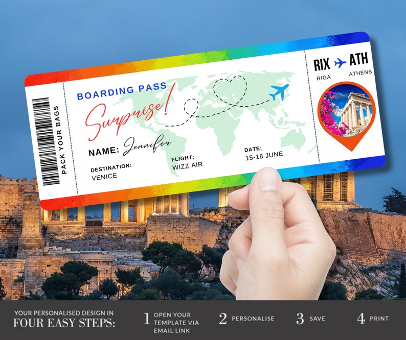 LGBTQ Editable Boarding Pass Template, Printable Personalized Airline ...