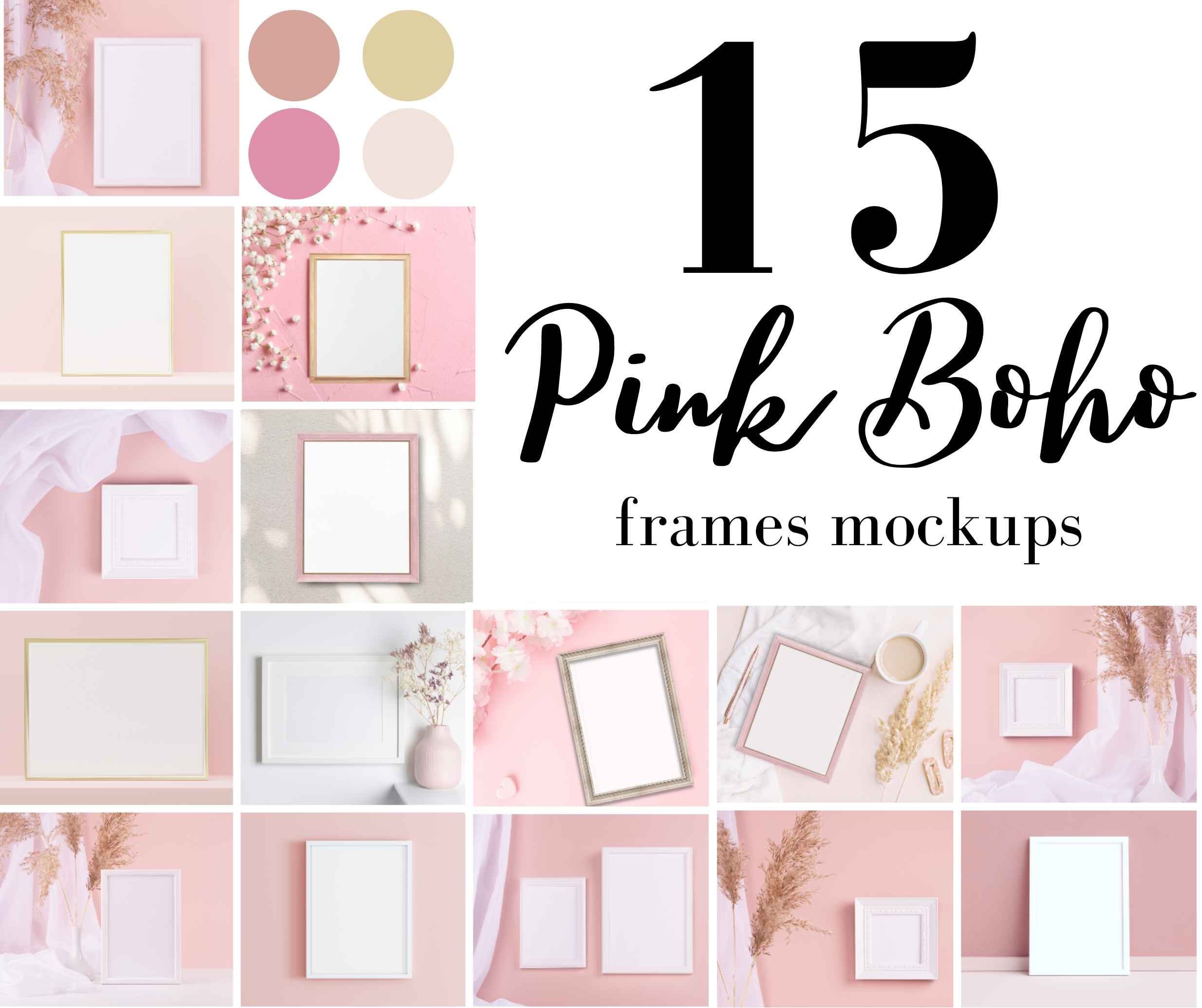 15 Pink Boho Frame Mockups Frame Mock up Bundle Styled Boho - Etsy