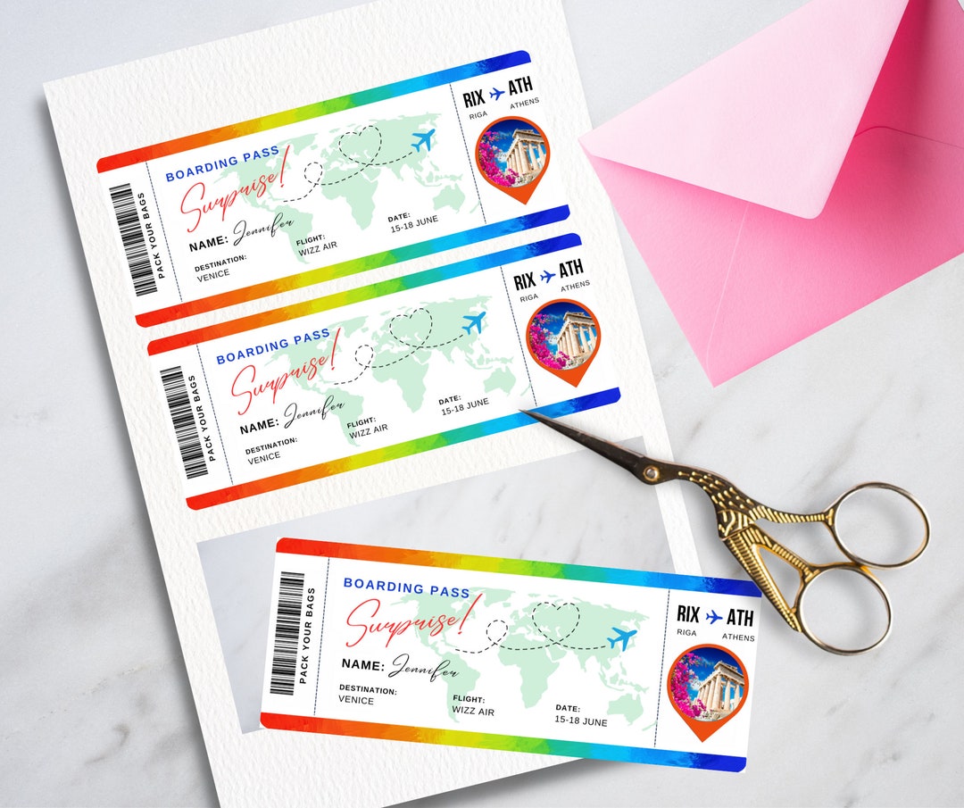 LGBTQ Editable Boarding Pass Template, Printable Personalized Airline ...