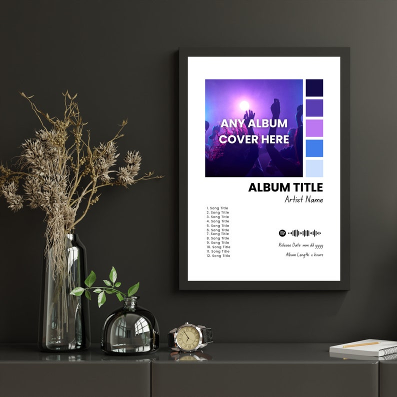 Custom Album Cover Posters Print, White Digital Poster, Customizable ...