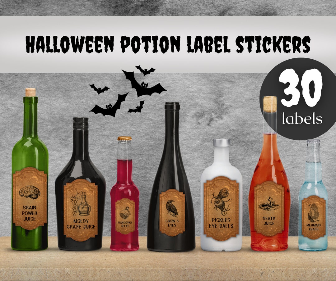 Halloween Bottle Stickers, Potion Label, Apothecary Labels, Halloween ...