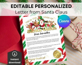 Instant Download Editable Santa Letter, Official Letter From Santa ...