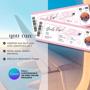 Editable Boarding Pass Template, Printable Personalized Airline Ticket ...