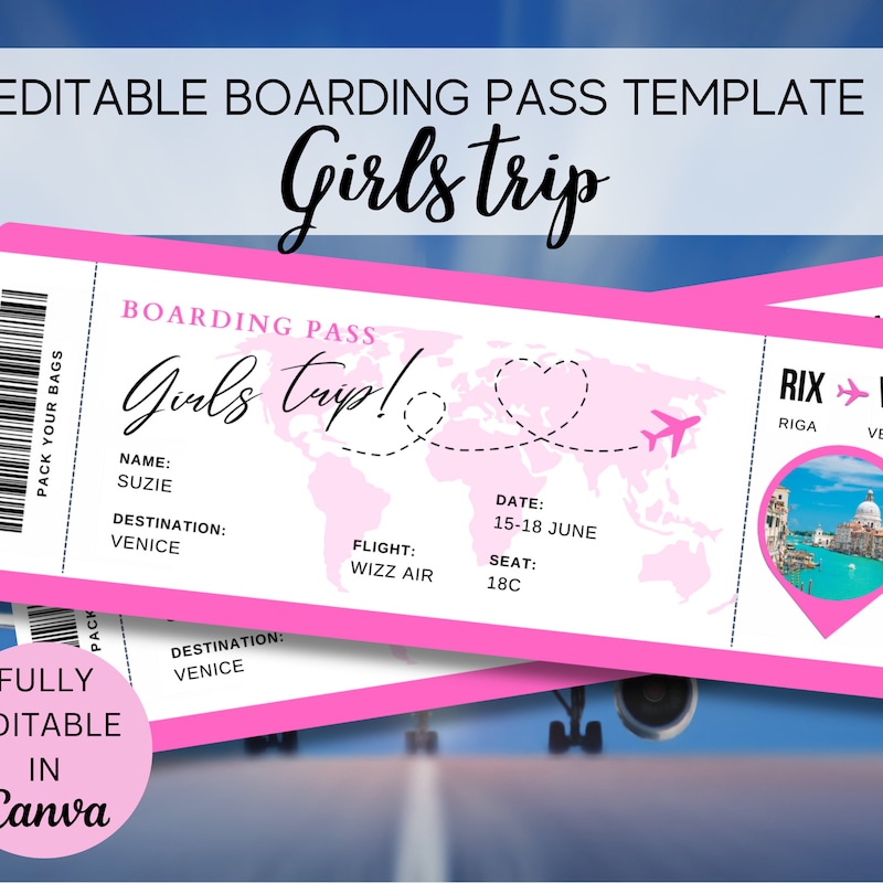 Pink Custom Boarding Pass - Etsy
