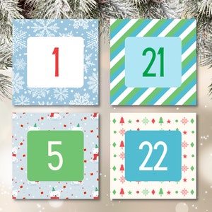 2 Styles Advent Calendar Printable Bundle, Christmas Label Pack, Advent ...