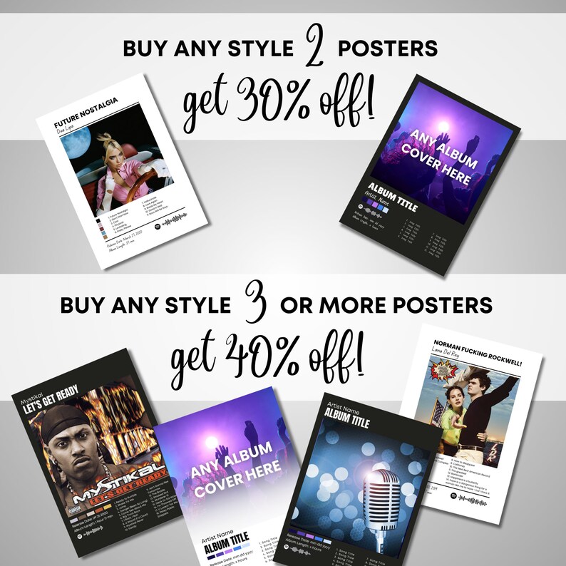 Custom Album Cover Posters Print, Black Digital Poster, Customizable ...