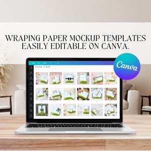 Editable Gift Wrap for Canva, Wedding Wrapping Paper Mockup Bundle ...