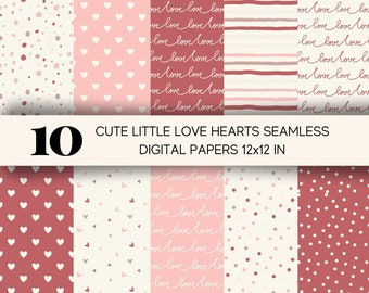 10 Valentine Hearts Seamless Digital Papers, Scrapbook Paper, Heart ...