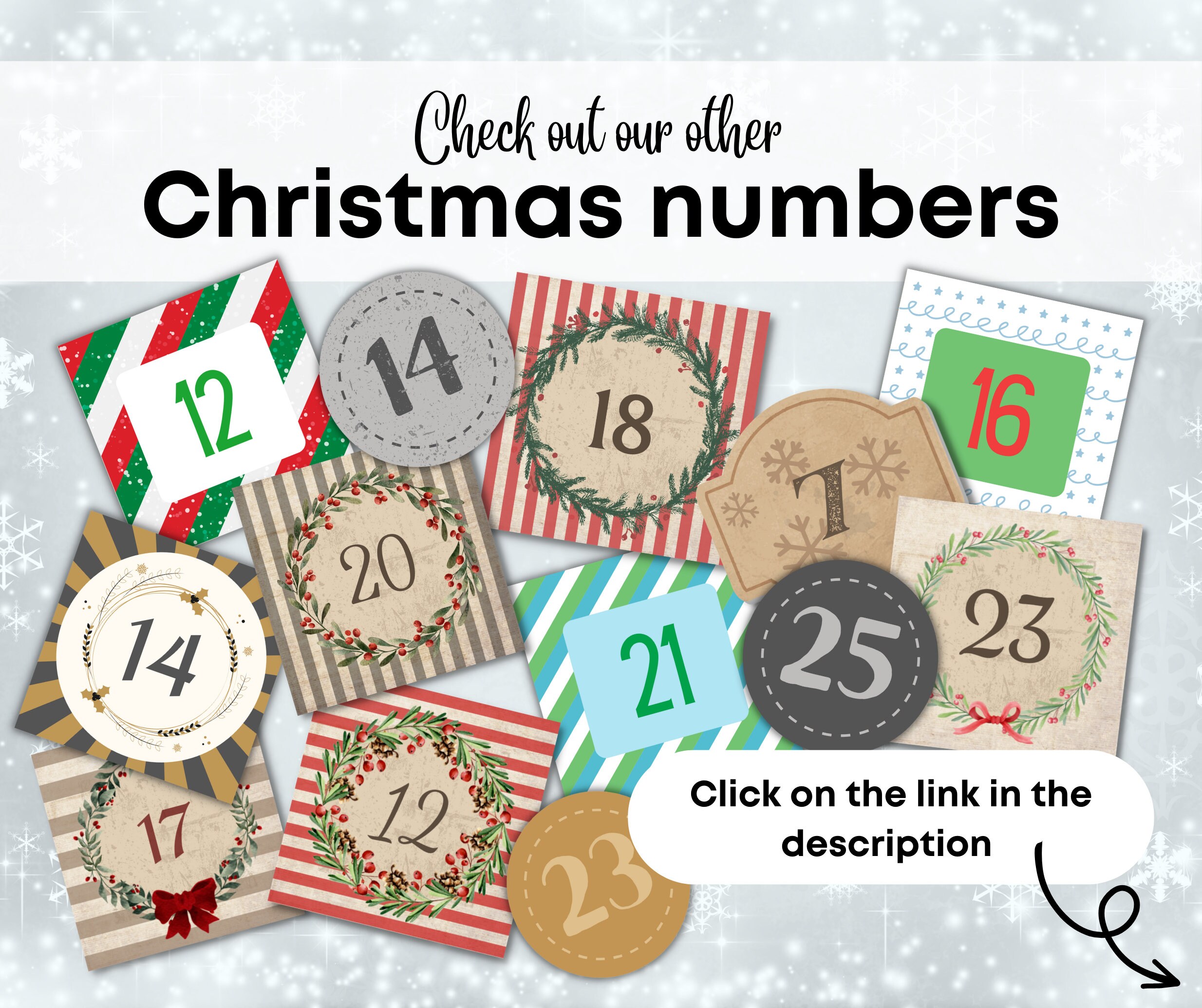2 Styles Advent Calendar Printable Bundle, Christmas Label Pack, Advent ...