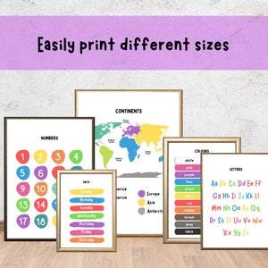 Set of 12 Educational Posters, Homeschool Learning, Preschool Decor ...