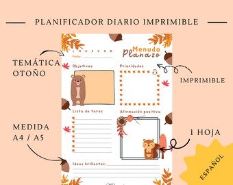 Printable Daily Planner, Daily to Do List, Autumn Theme With Drawings ...