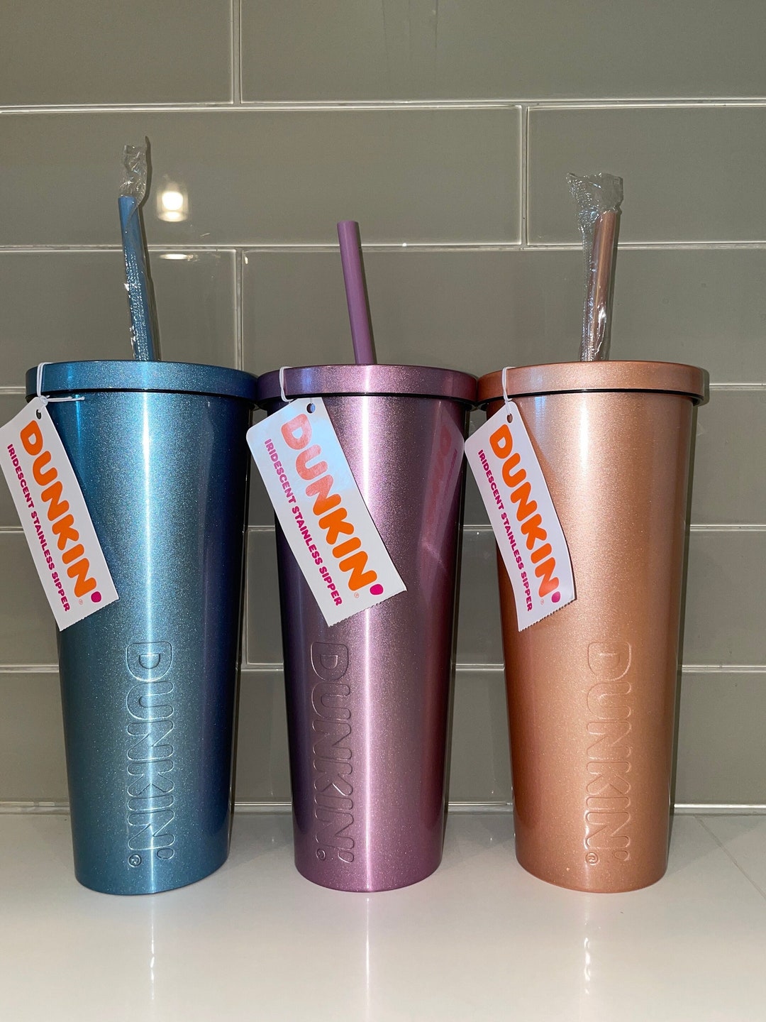 NEW 2023 SUMMER Original DUNKIN 24oz Iridescent Stainless Steel Sipper ...