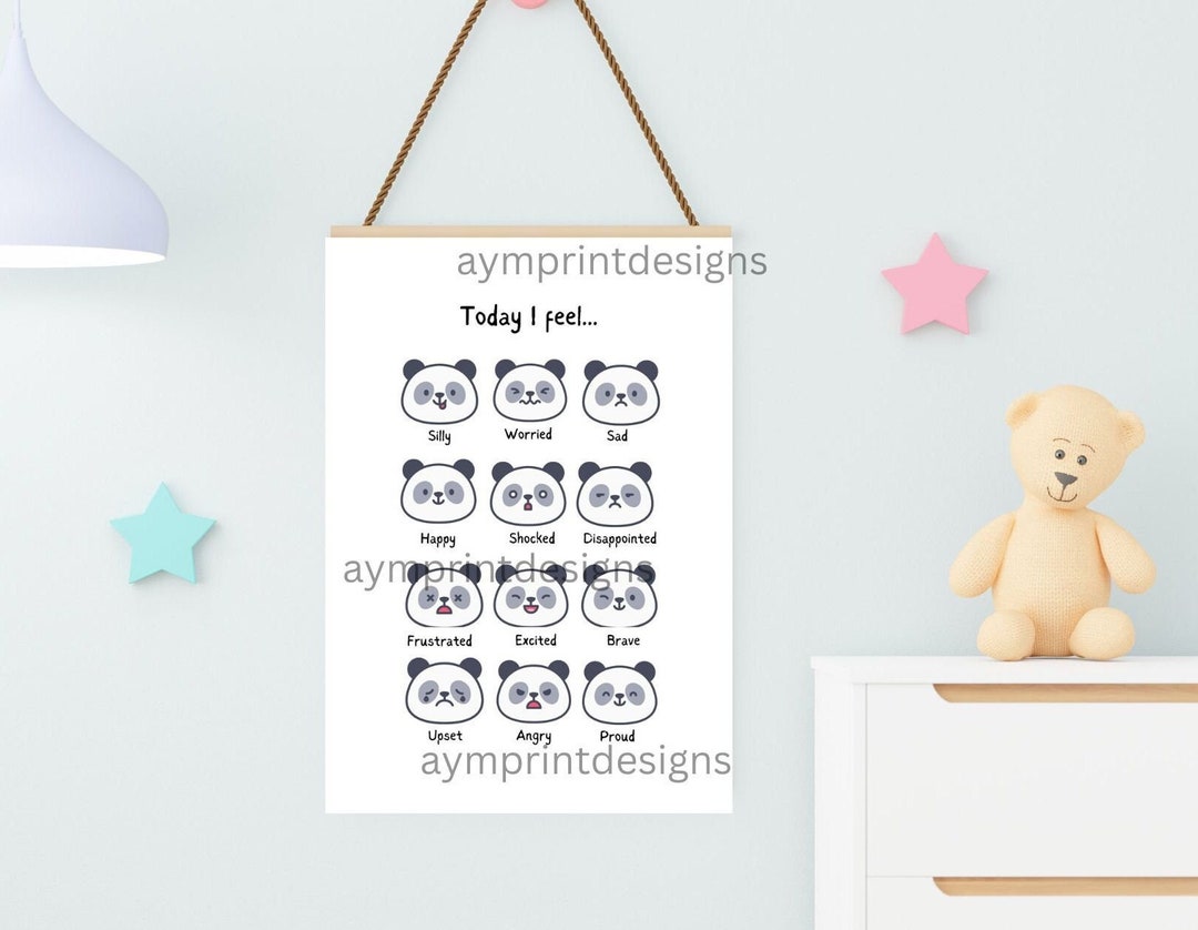 Panda Feelings Poster L Children Adult Emotions Chart With Pandas ...