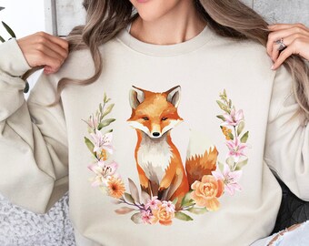 Cozy Cute Fox Cottagecore Sweatshirt, Vintage Forest Witch Aesthetic ...