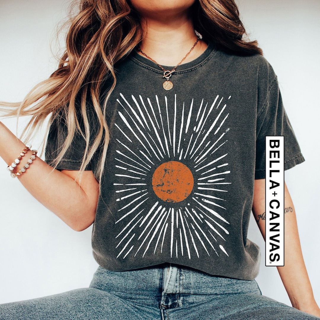 Sunburst Vintage Shirt, Garment Dyed, Boho Shirt, Oversized Tee Shirt ...