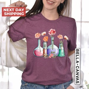 Laboratory Shirt, Floral Beakers Chemistry Lab Scientist Gift, Chemist ...