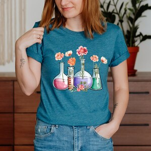Laboratory Shirt, Floral Beakers Chemistry Lab Scientist Gift, Chemist ...