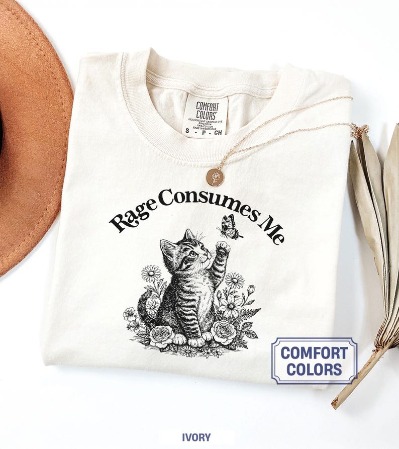 Rage Consumes Me Cat Meme T-shirt, Comfort Colors Cottagecore Tee - Etsy