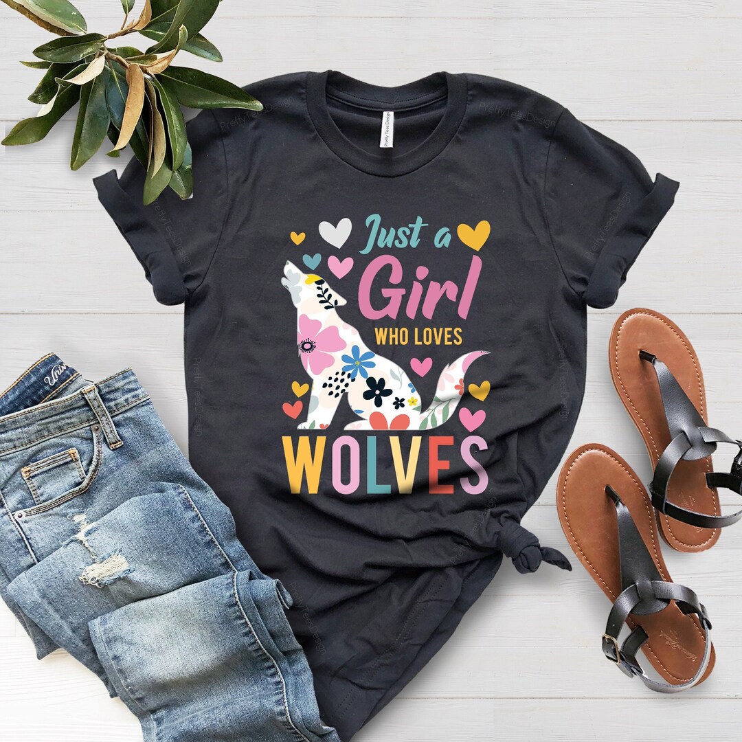 Wolf Howling at the Moon Tee, Wolf Lover Gift, Floral Wolf Shirt ...