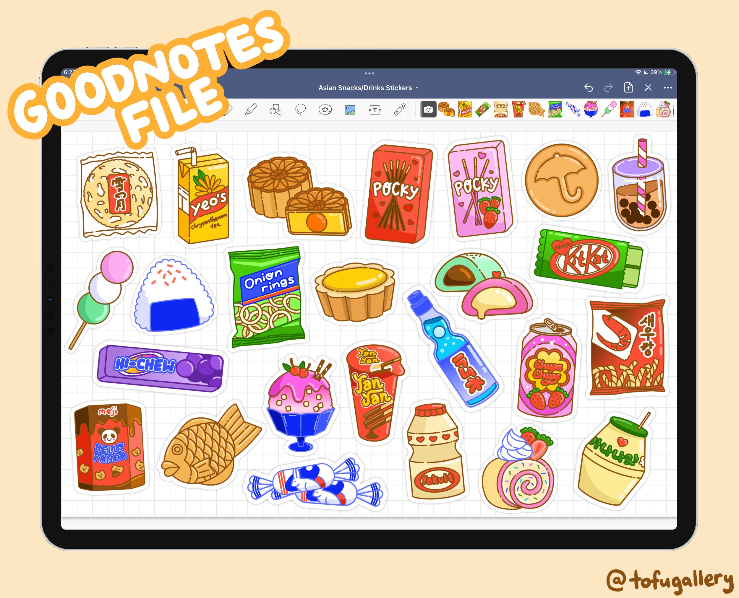 Cute Asian Snacks Dessert Drinks Digital Stickers, Pre-cropped ...