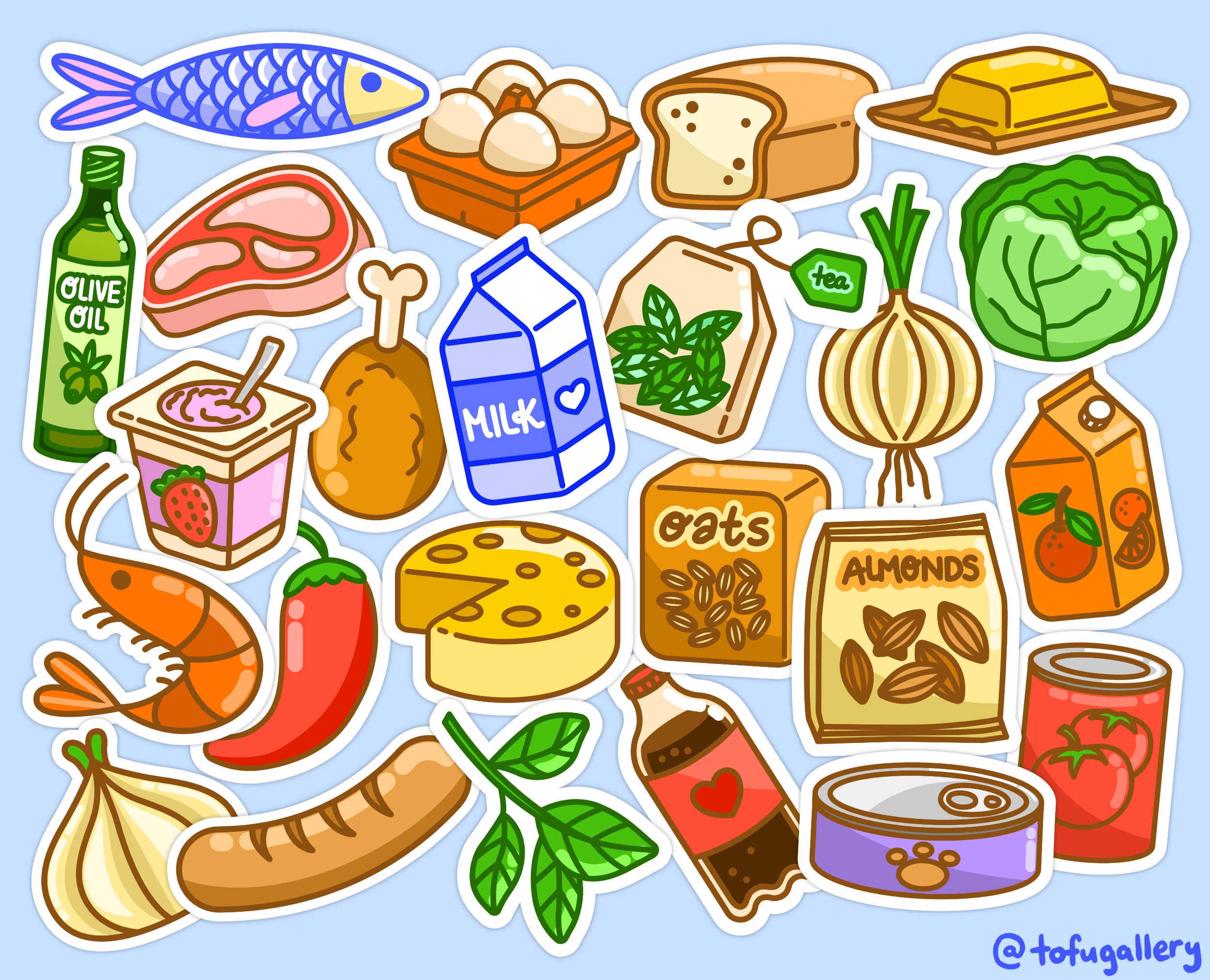 Everyday Grocery Items Digital Stickers, Pre-cropped, Goodnotes ...