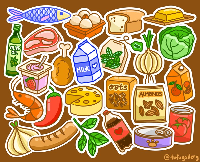 Everyday Grocery Items Digital Stickers, Pre-cropped, Goodnotes ...