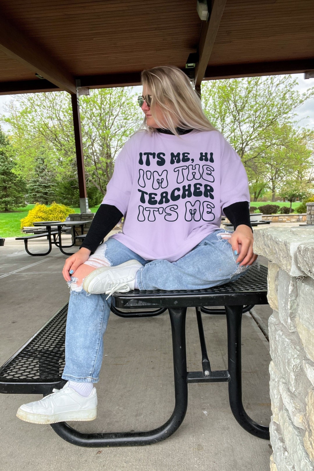 It's Me Hi I'm the Teacher It's Me Comfort Colors Shirt Groovy Retro ...