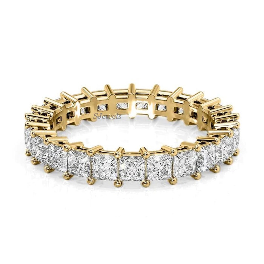 Princess Cut Full Eternity Ring Wedding Band Engagement - Etsy