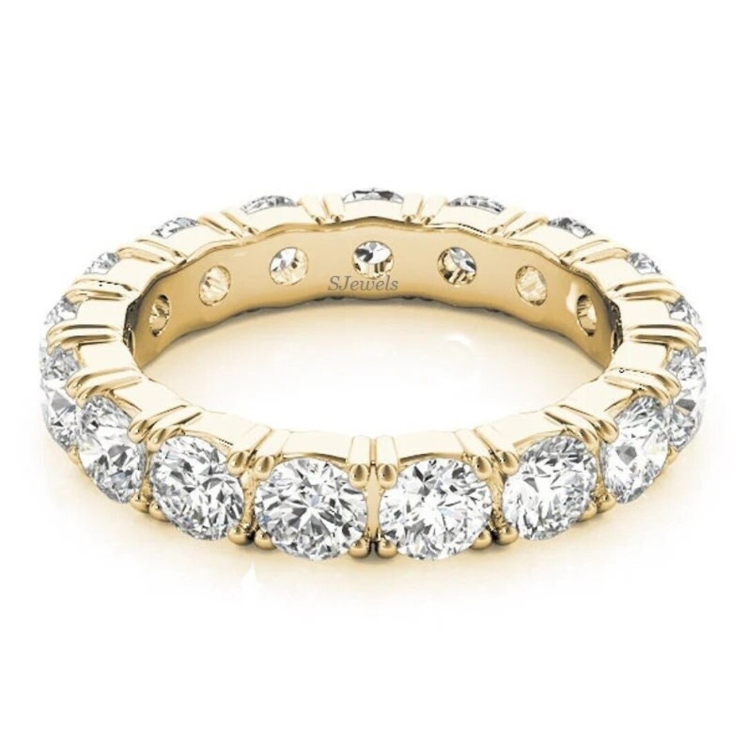 3.5MM Round Cut Moissanite Wedding Band, Full Eternity Band, Diamond ...