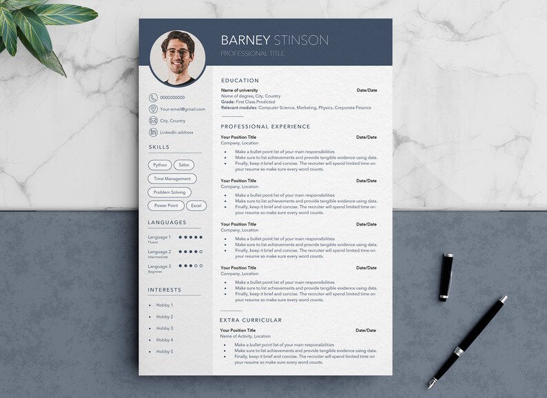 Resume Template, CV Template, Professional Resume Template for Word ...