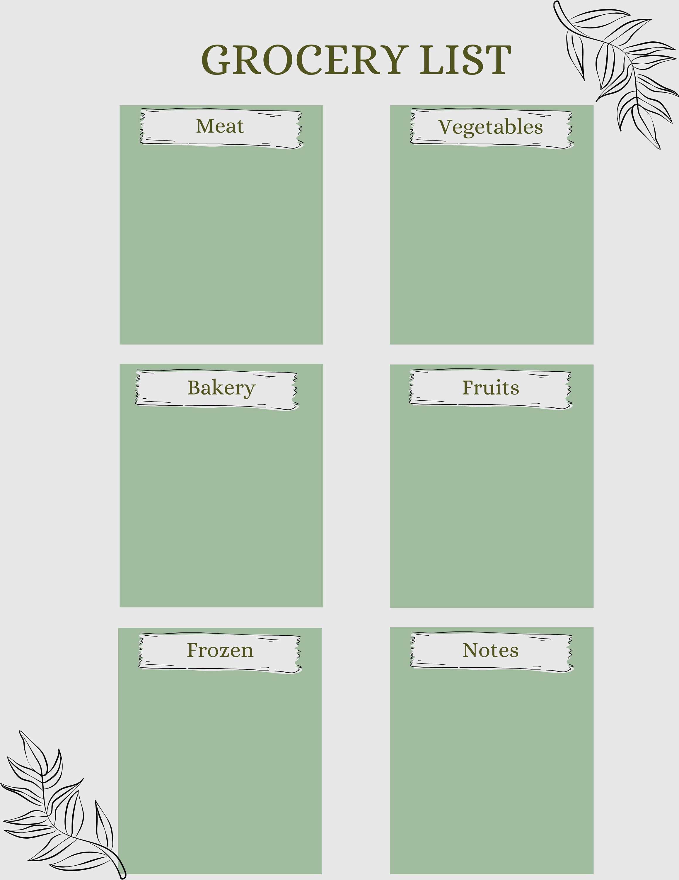 Pdf/printable Simple Grocery List - Etsy