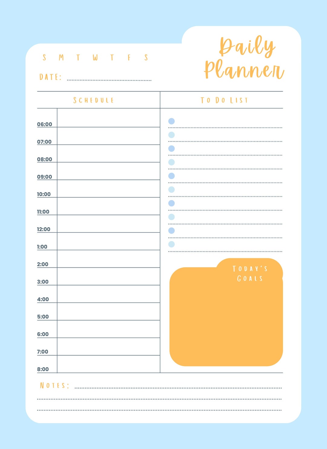 Pdf/printable Sorbet Daily Planner Layout - Etsy