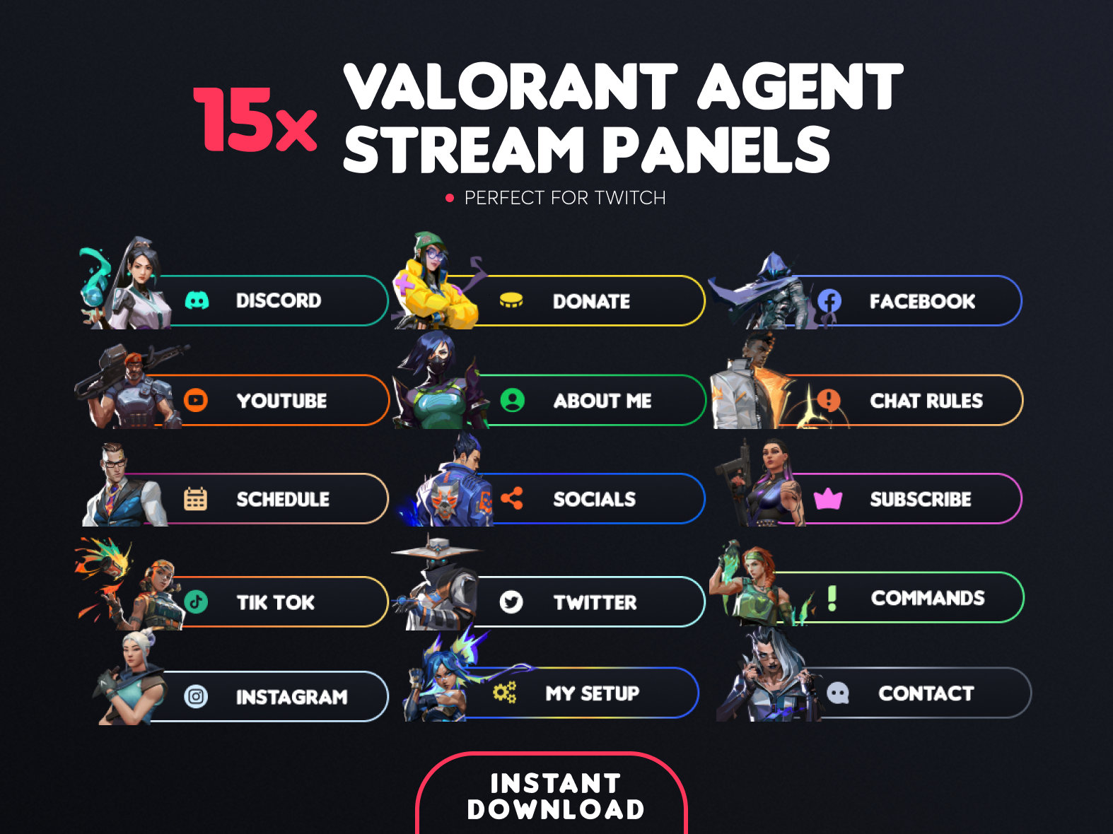 15x Unique Valorant Stream Panels - Etsy