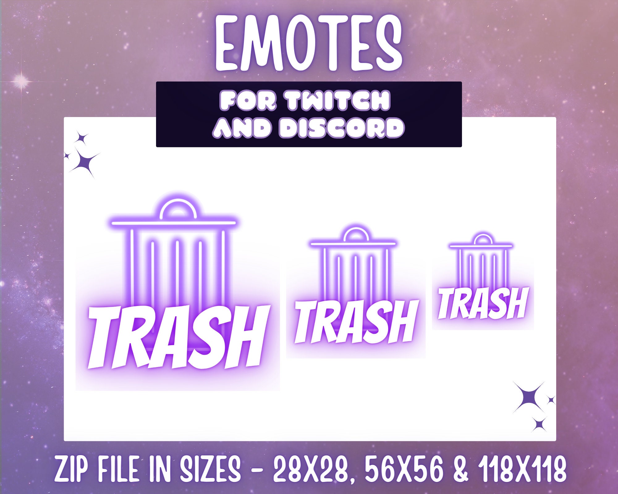 Trash Emote Trash Can Emote Twitch Emote Neon Emote Chat Emotes Purple ...