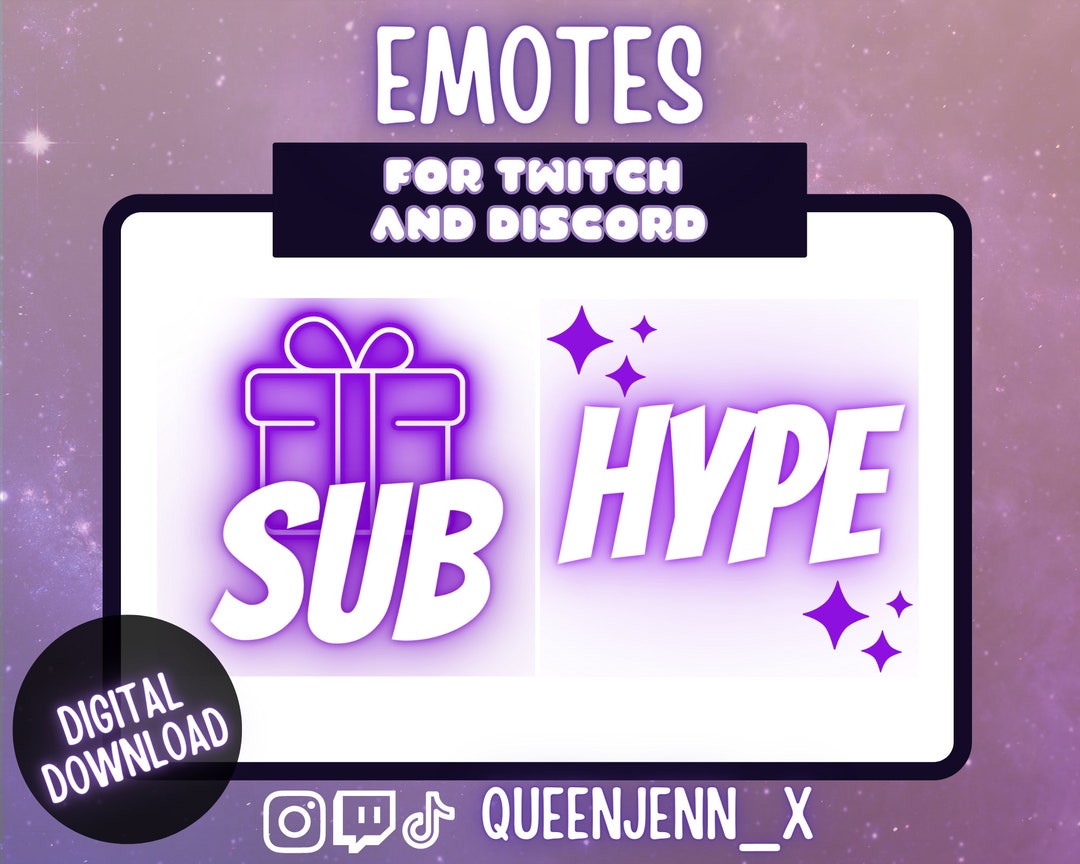 Sub Hype Emote | Sub Emote | Hype Emote | Neon Emote | Twitch Emotes - Etsy