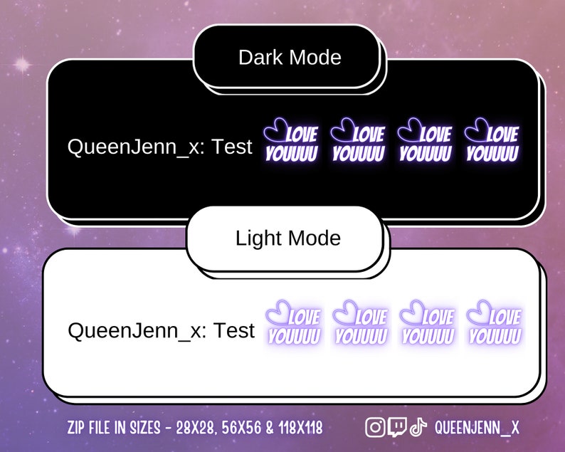 Love You Emote | Twitch Emote | Neon Emote | Chat Emotes | Purple ...