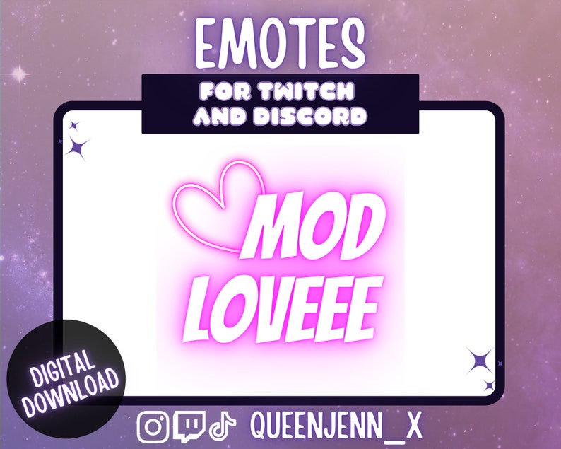 Mod Love Emote | Twitch Emote | Neon Emote | Chat Emotes | Meme Emotes ...