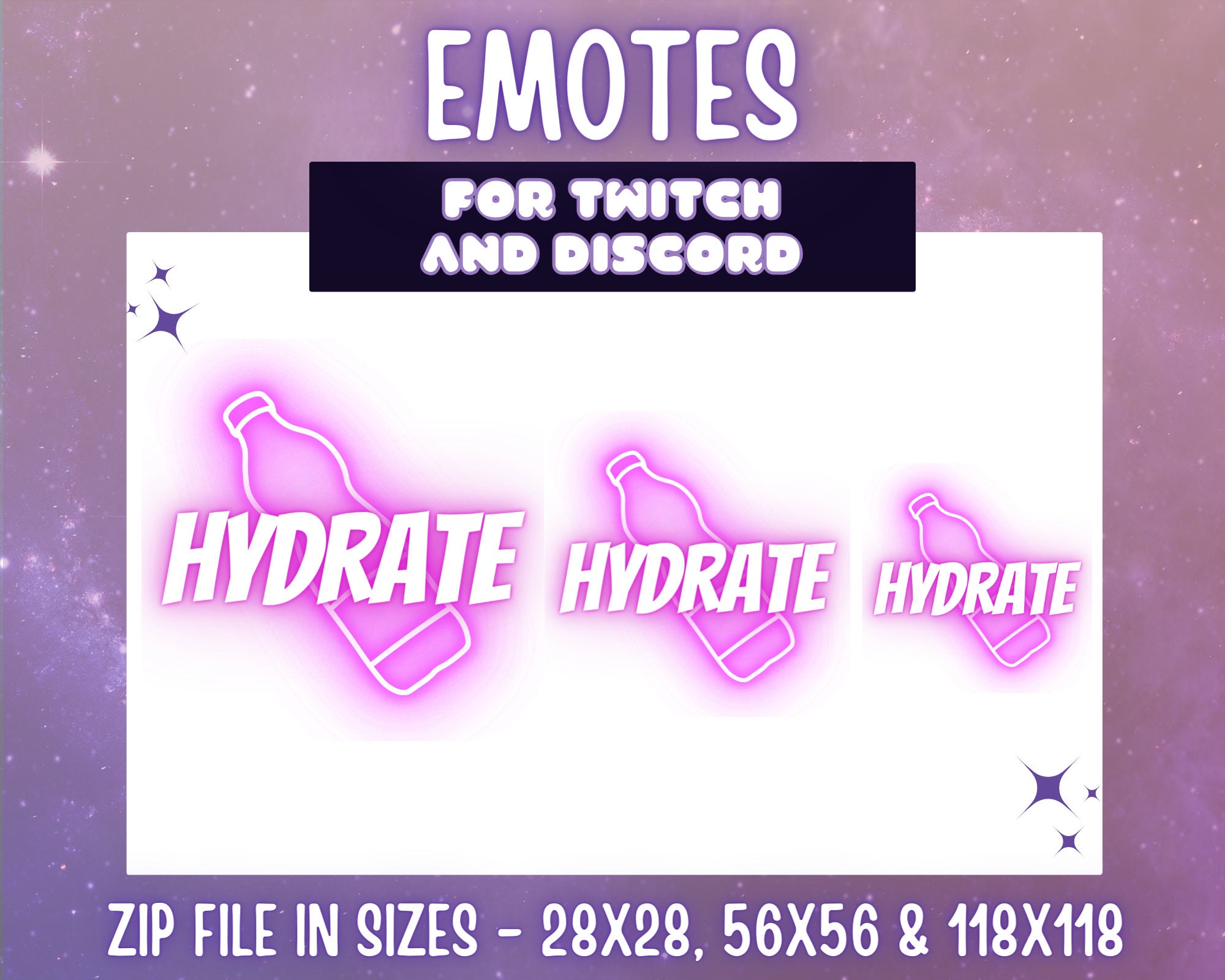 Neon Hydrate Emote | Pink Hydrate Emote | Twitch Emote | Neon Emote ...