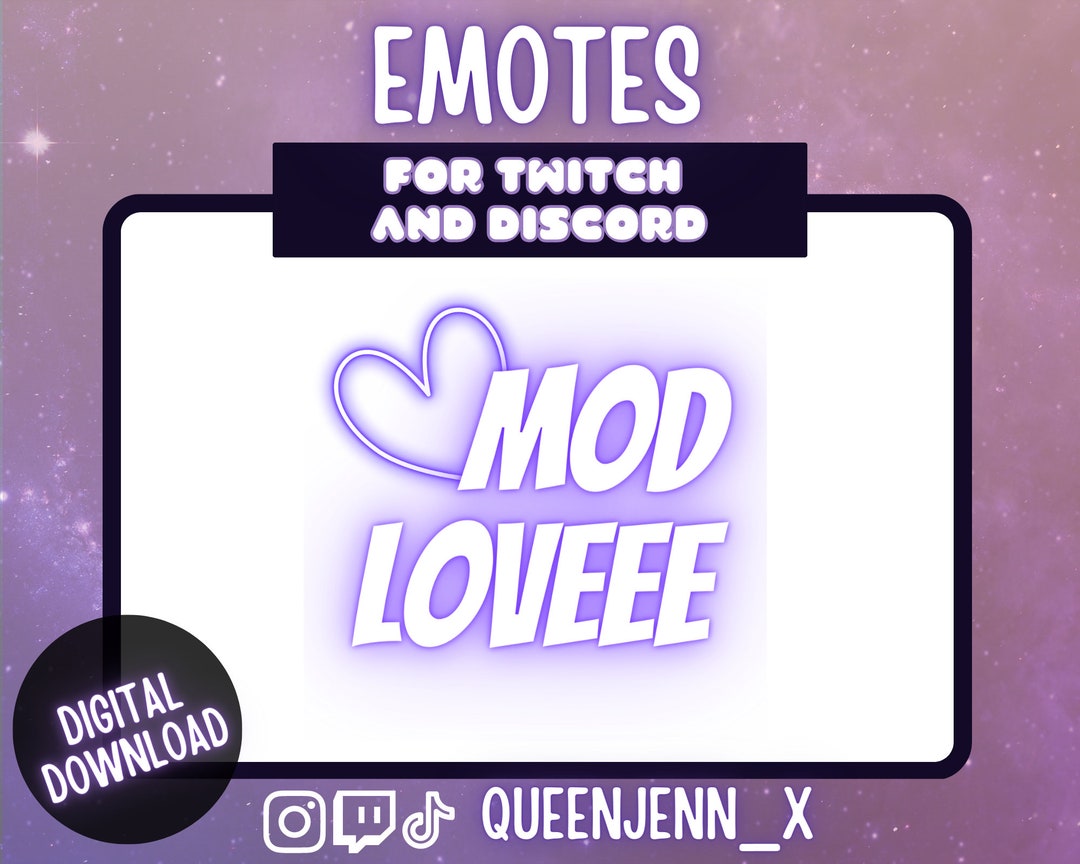 Mod Love Emote | Twitch Emote | Neon Emote | Chat Emotes | Purple ...