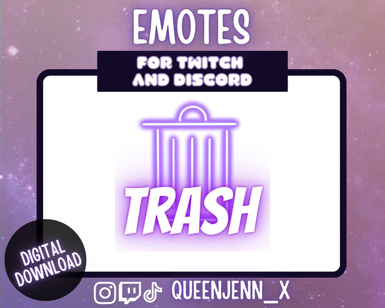 Trash Emote | Trash Can Emote | Twitch Emote | Neon Emote | Chat Emotes ...