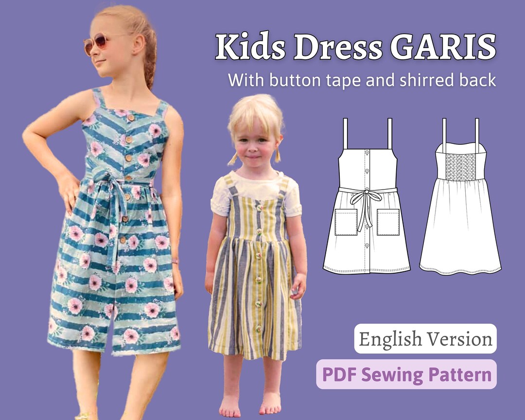 Sewing Pattern Girl Dress Sewing Pattern Shirred Dress Girl Sewing ...