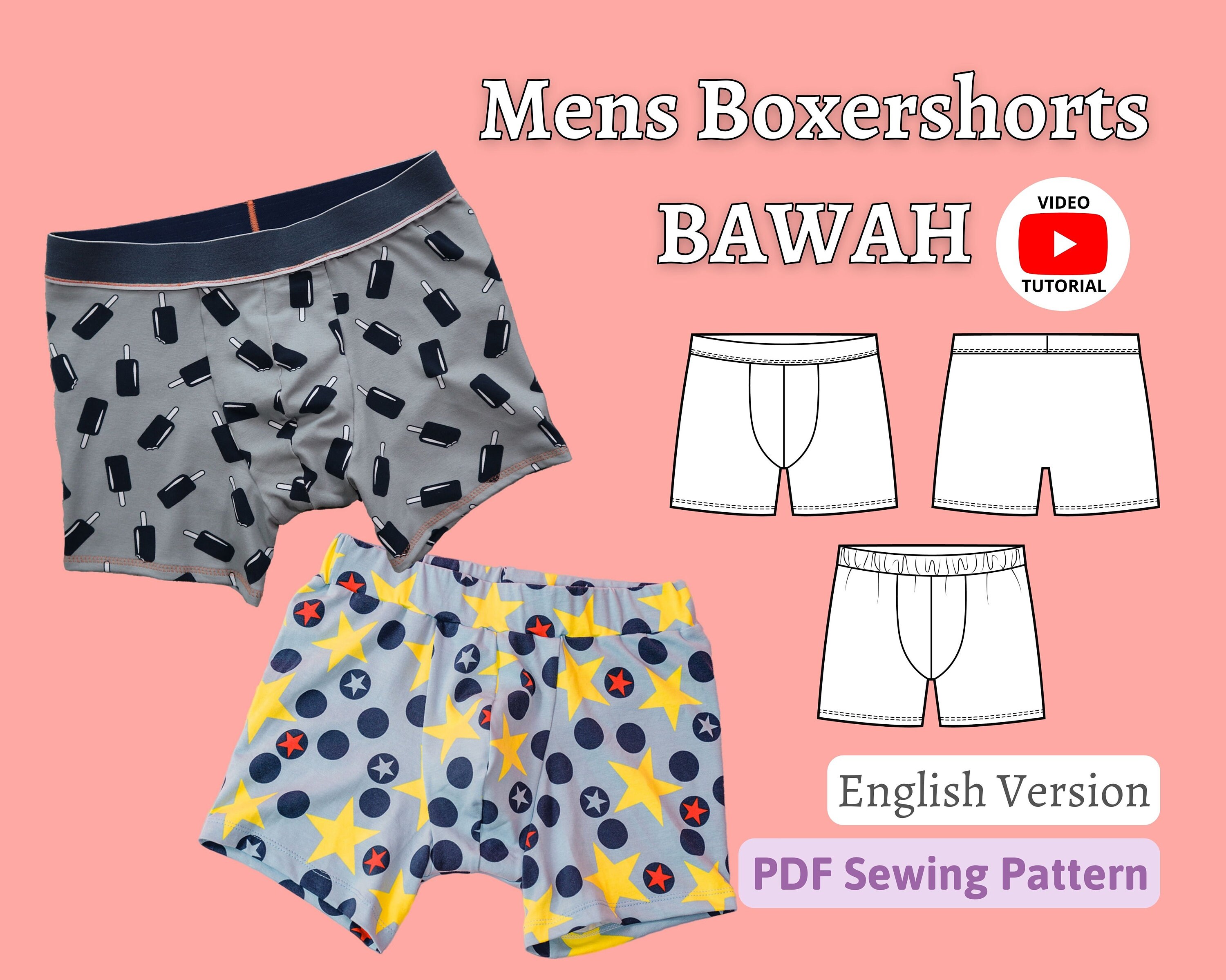 PDF Sewing Pattern Men's Boxer Shorts Sewing for Man Trunks Sewing ...