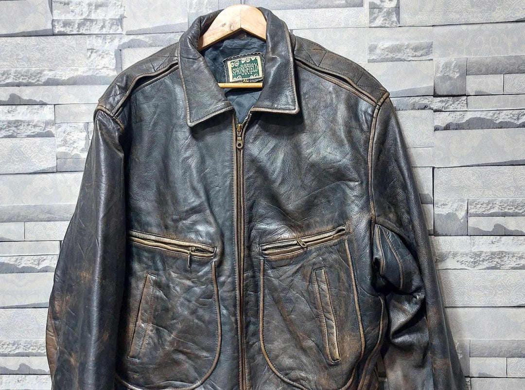 Antique Springfield Leather Riders Jacket Size: XL/ Vintage 90s ...