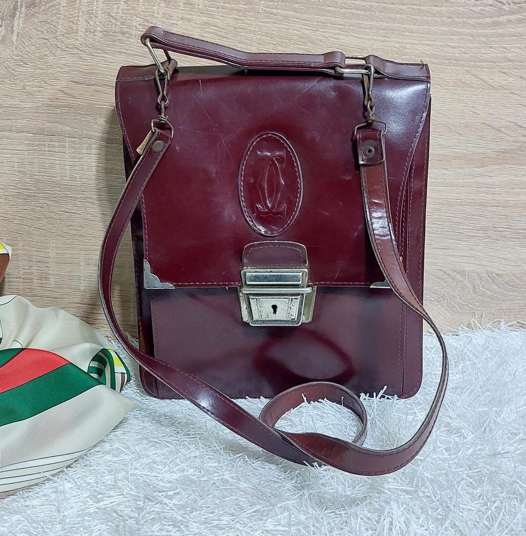 Antique Must DE CARTIER 1970s Men Shoulder Messenger Bag- Authentic ...