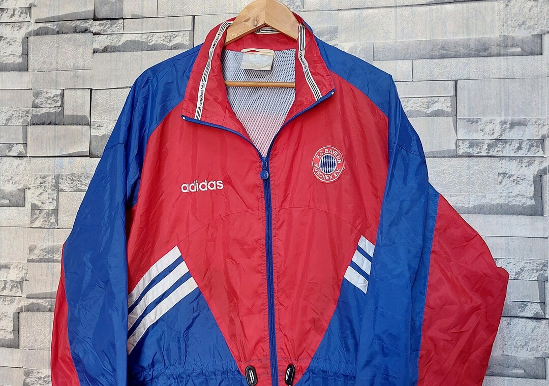 Vintage Bayern Munich ADIDAS Jacket Coat Size: L/ Windbreaker Football ...