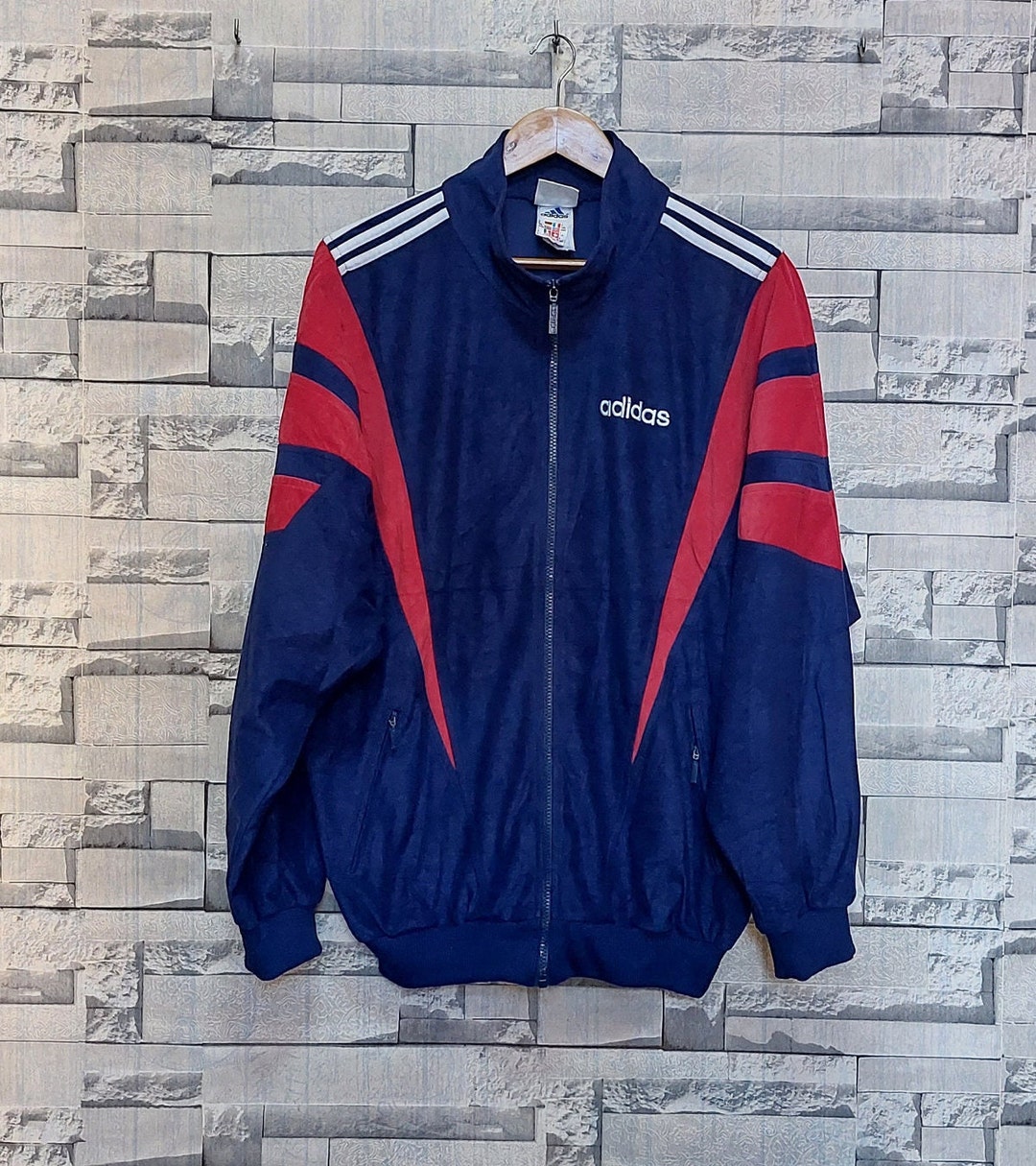 Vintage 90s Adidas Track Top Jacket Size: L / Old School Logo Adidas Sports Jacket/ Retro Full ...