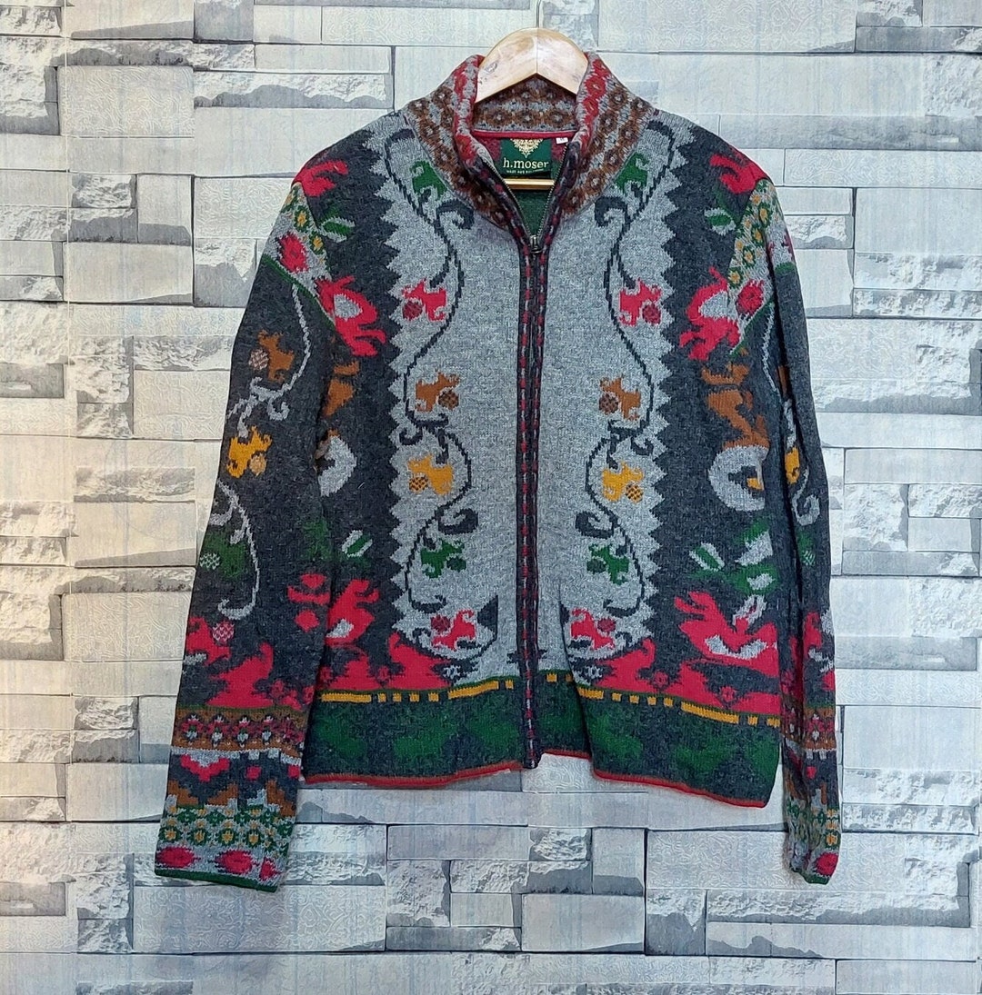 Vintage 90s H+moser Pullover Sweater Size: 2X/ Retro Flower Multicolor ...