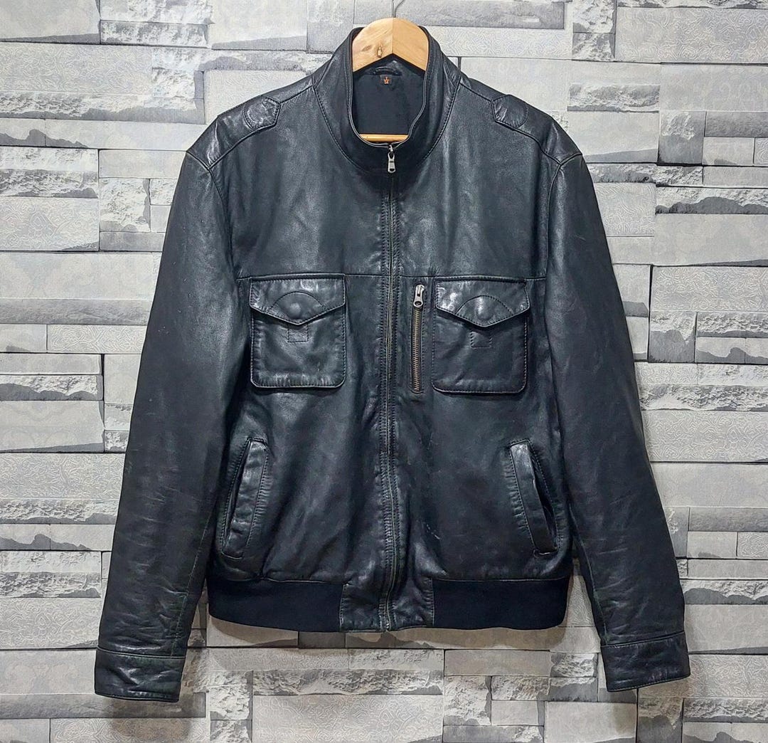 Antique Diesel Leather Bomber Jacket Size: 54/ XL/ Authentic DIESEL ...