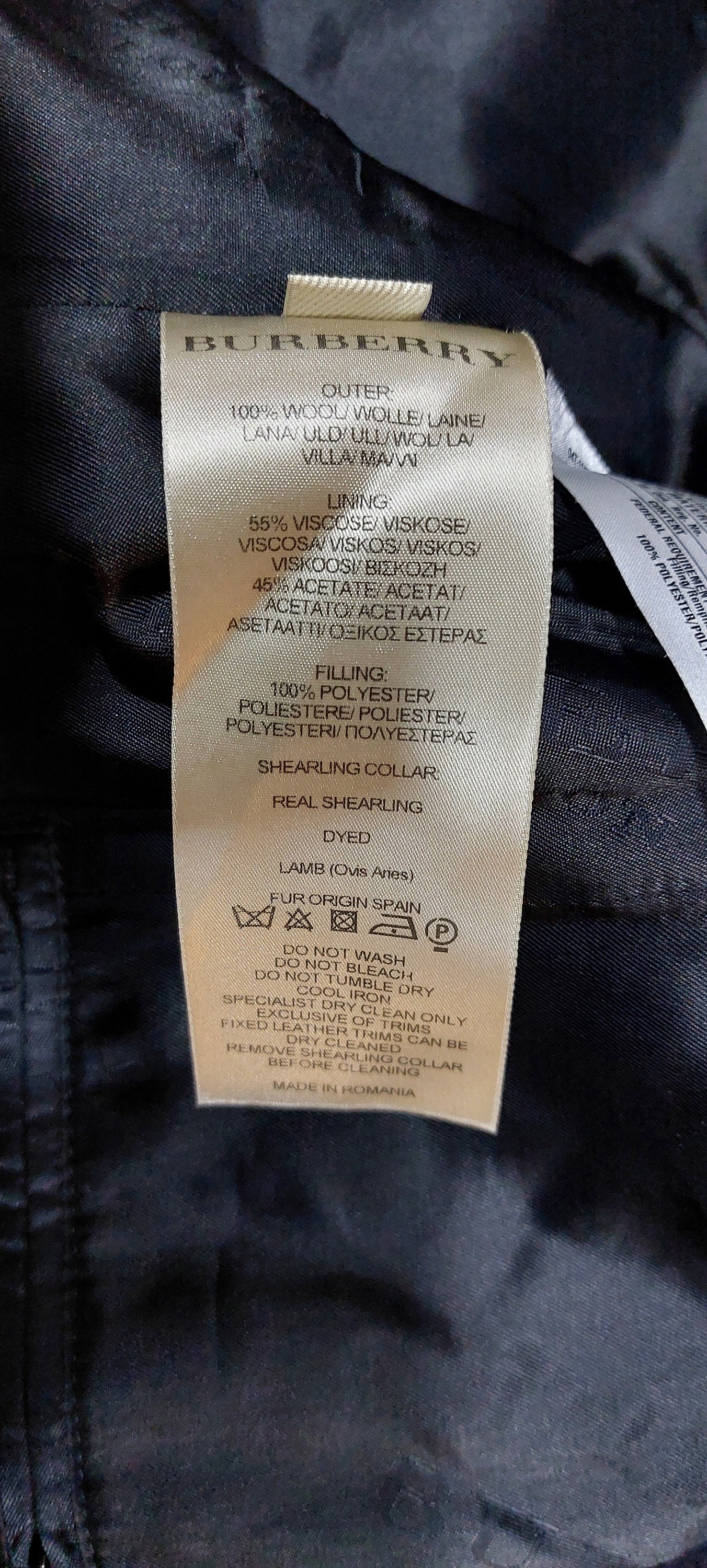 Luxury Burberry Real Shearling Collar Coat Size: 44/ S M/ XL W ...